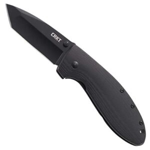 crkt gungho edc folding pocket knife: everyday carry, black tanto blade, assisted open, g10 handle, reversible pocket clip 7740