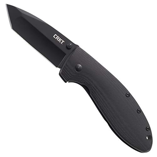 CRKT Gungho EDC Folding Pocket Knife: Everyday Carry, Black Tanto Blade, Assisted Open, G10 Handle, Reversible Pocket Clip 7740