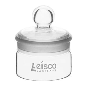 eisco weighing bottle, low form, 50ml capacity, borosilicate glass with interchangeable ground stopper labs