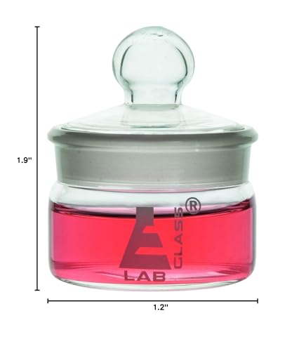 EISCO Weighing Bottle, Low Form, 35ml capacity, Borosilicate Glass with Interchangeable Ground Stopper