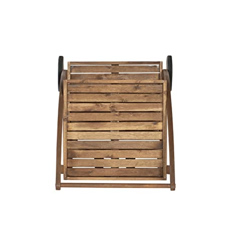 Linon Chandler Acorn Finished Acacia Wood Outdoor Bar Trolley with Three Bottle Glass Holders