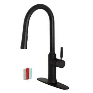 kingston brass ls2720dkl kaiser pull-down sprayer kitchen faucet, 8 inch in spout reach, matte black