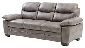 glory furniture upholstered sofa, gray faux leather