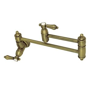 kingston brass ks3103bal wall mount pot filler kitchen faucet, antique brass