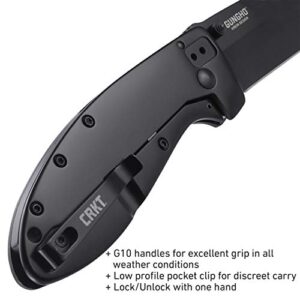 CRKT Gungho EDC Folding Pocket Knife: Everyday Carry, Black Tanto Blade, Assisted Open, G10 Handle, Reversible Pocket Clip 7740