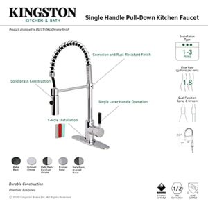 Kingston Brass LS8779DKL Kaiser Pre-Rinse Kitchen Faucet, 8 Inch in Spout Reach, Matte Black/Brushed Nickel