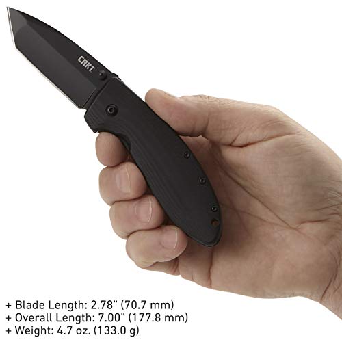 CRKT Gungho EDC Folding Pocket Knife: Everyday Carry, Black Tanto Blade, Assisted Open, G10 Handle, Reversible Pocket Clip 7740