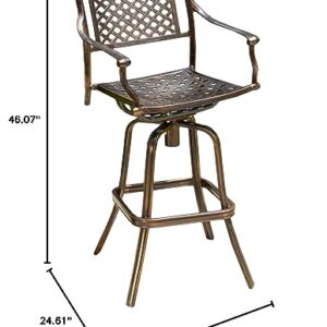 Christopher Knight Home Sebastian Cast Aluminum Barstool with Cushion, Copper