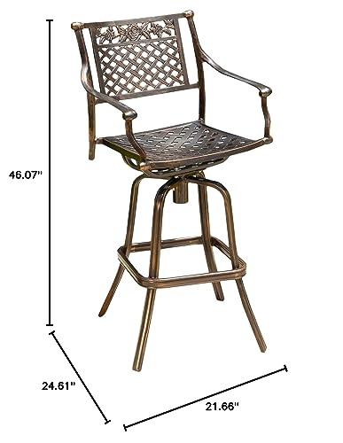 Christopher Knight Home Sebastian Cast Aluminum Barstool with Cushion, Copper