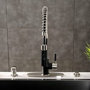 Kingston Brass LS8779DKL Kaiser Pre-Rinse Kitchen Faucet, 8 Inch in Spout Reach, Matte Black/Brushed Nickel