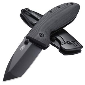 CRKT Gungho EDC Folding Pocket Knife: Everyday Carry, Black Tanto Blade, Assisted Open, G10 Handle, Reversible Pocket Clip 7740