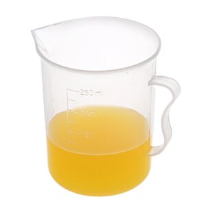 uxcell Measuring Cup 250ml PP Plastic Graduated Beaker Transparent with Handle for Lab Kitchen liquids 5pcs