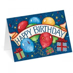 banner birthday greeting cards - set of 10 (1 design), large 5" x 7" birthday cards, sentiments inside, white envelopes