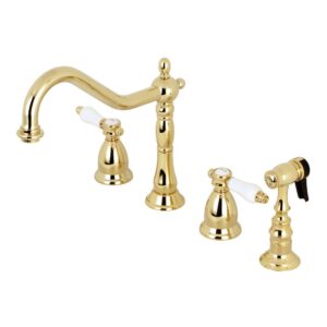 kingston brass ks1792bplbs bel-air widespread kitchen faucet, 8-1/2 inch in spout reach, polished brass