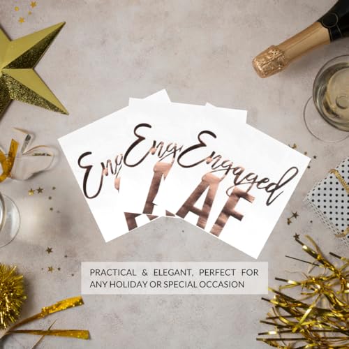 Andaz Press Gold Foil Engaged AF Napkins Floral Wreath, 6.5-inch, 50-Pack, Bridal Shower Napkins For Wedding Engagement Party Bachelorette Party Napkins Bride Napkins Funny Bar Napkins Mimosa Napkins