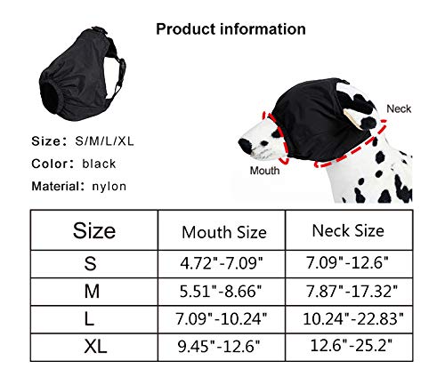 DELIFUR Dog Muzzle Pet Eye Cover Dog Blindfold Thunder Cap for Dogs Eye Mask Nylon Shading for Grooming Anti Car Sickness Adjustable (L)