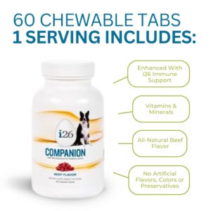 Chewable Dog Nutrition Companion i26 Puppies to Adults - 60 Beef Tabs