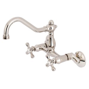 kingston brass ks3226ax vintage kitchen faucet, 8-1/2 inch in spout reach, polished nickel