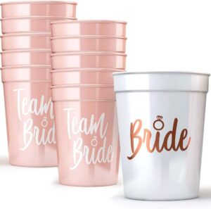 team bride bachelorette party cups - bride cup & bridesmaid cups bachelorette party decorations - reusable bachelorette cups for the bride tribe - bachelorette party favors for bridesmaid gifts, 16 oz