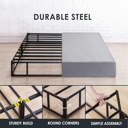 Best Price Mattress Full Box Spring, 9" High Profile with Heavy Duty Steel Slat Mattress Foundation Fits Standard Bed Frame, Full Size