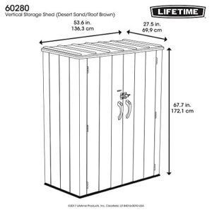 Lifetime 60280 Vertical Storage Shed, Desert Sand