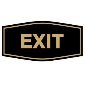 fancy exit sign (black/gold) - large 1 pack