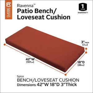 Classic Accessories Ravenna Water-Resistant 42 x 18 x 3 Inch Outdoor Bench/Settee Cushion, Patio Furniture Swing Cushion, Spice, Patio Loveseat Cushion