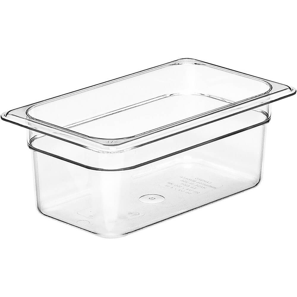 Cambro 1/4 GN Polycarbonate Hotel Pan, 4" Deep, 6PK Clear 44CW-135