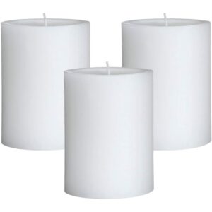 mister candle - 3 inch by 4 inch tall citronella scented pillar candles (set of 3) - indoor & outdoor use