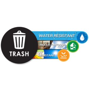 Recycling & Trash Bin Stickers - [4-Pack, 3" Inch Round Decals] - Easy to Apply, UV-Resistant for Effective Indoor & Outdoor Waste Management in Kitchens, Offices, and Public Spaces