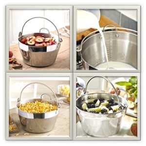 Jam Making Maslin Pan Stainless Steel Preserve Pot & Handle Bucket,Camping Pan (9L-9QT)