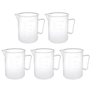 uxcell measuring cup 250ml pp plastic graduated beaker transparent with handle for lab kitchen liquids 5pcs