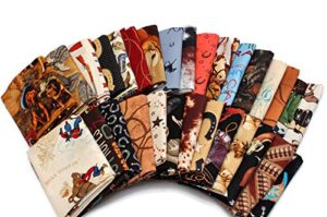 10 fat quarters - assorted western cowboys old west out west horses rodeo horse lasso boots horseshoes classic quality quilters cotton fabric bundle m221.11