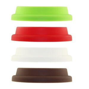 4 Pack Silicone Coffee Cup Lid Drinking Lid,Reusable and Durable Soft Silicone Drinking Lid-Red,Green,White,Brown