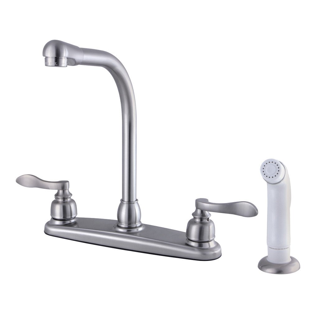 Kingston Brass FB758NFLSP NuWave French 8" Centerset Kitchen Faucet, 10 Inch in Spout Reach, Brushed Nickel