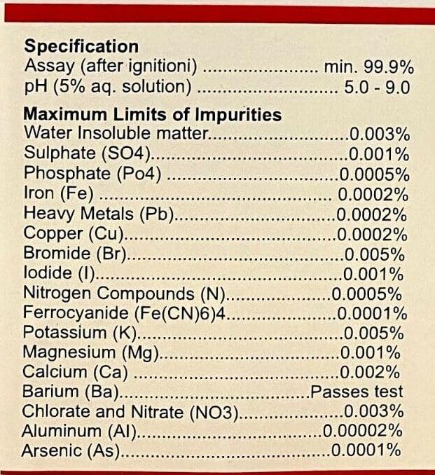 Sodium Chloride (Salt), High Purity Crystals, 500 Grams (1.1 lb.) - ACS