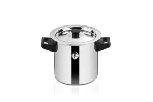 butterfly stainless steel premium milk pot milk boiler milk cooker double wall with whistle and funnel, 1 litre, silver