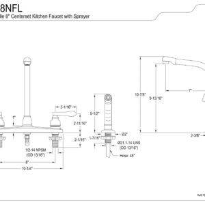 Kingston Brass FB718NFL NuWave French 8" Centerset Kitchen Faucet, 7 Inch in Spout Reach, Brushed Nickel