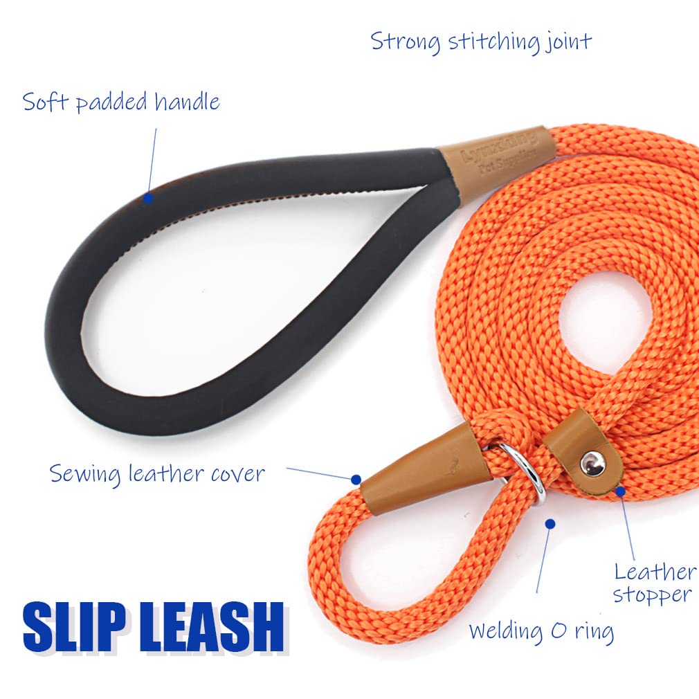 lynxking Dog Leash Slip Lead 5 6 8 FT Dog Training Leash Strong Heavy Duty Braided No Pull Training Lead Leashes for Small Medium Large Dogs