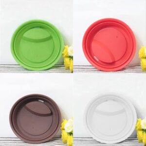 4 Pack Silicone Coffee Cup Lid Drinking Lid,Reusable and Durable Soft Silicone Drinking Lid-Red,Green,White,Brown