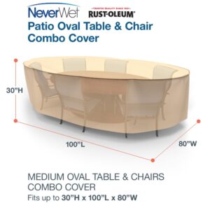 Budge NeverWet Savanna Patio Oval Table and Chairs Combo Cover, Tan, Medium