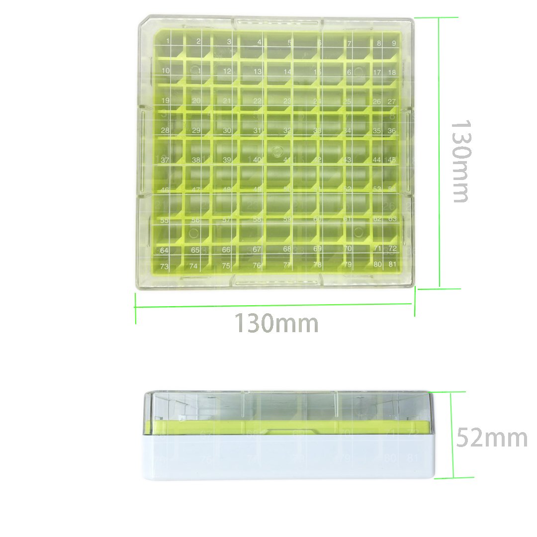 Polycarbonate CryoBox Vial Rack，9 x 9 Array, 81 Place (Blue/Green/Red/Yellow(Pack of 4))