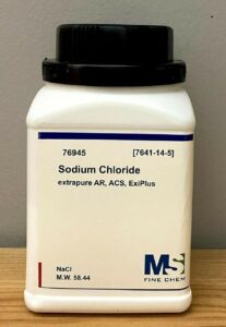 sodium chloride (salt), high purity crystals, 500 grams (1.1 lb.) - acs