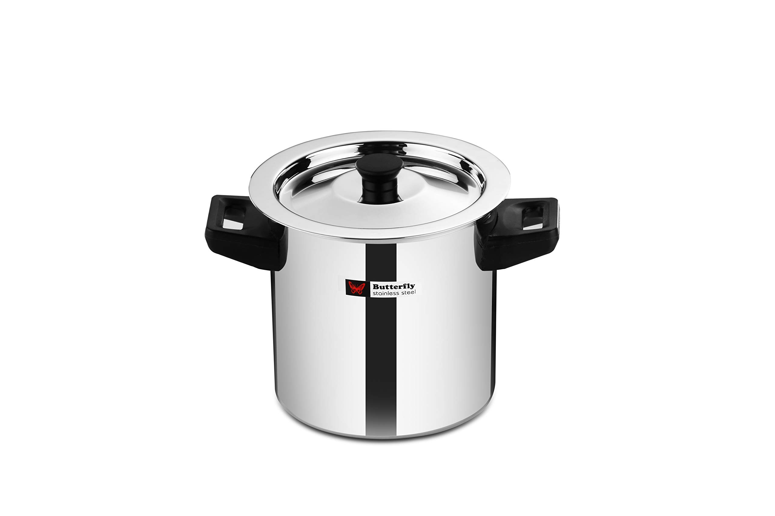 Butterfly Stainless Steel Premium Milk Pot Milk Boiler Milk Cooker Double Wall with Whistle and Funnel, 1 Litre, Silver