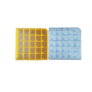 5 PCS Polycarbonate CryoBox Vial Rack, Freezer Storage, 5 x 5 Array, 25 Place Fit for 2ml Cryostorage Freezing Box (Yellow)