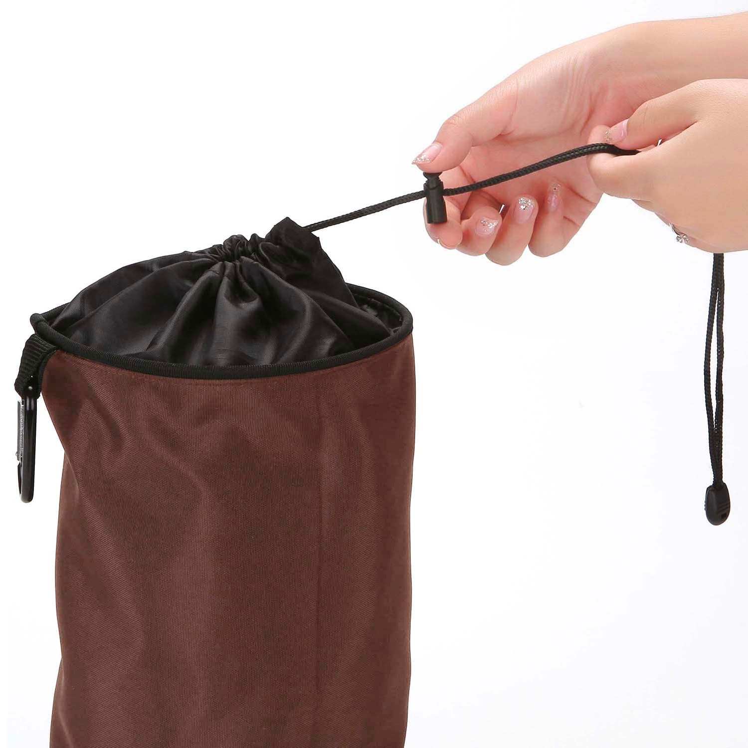 Yochea Clothespin Holder Bag outdoor,Water-resistant Peg Basket with Hanger/Drawstring Closure (coffee)