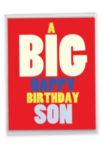 nobleworks - 1 large birthday greeting card (8.5 x 11 inch) - fun bday celebration, stationery notecard - big hb son j6349bdg