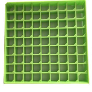 Polycarbonate CryoBox Vial Rack，9 x 9 Array, 81 Place (Blue/Green/Red/Yellow(Pack of 4))