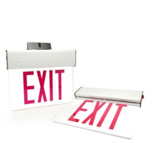 etoplighting [2-pack] edge lit led exit sign light panel, red lettering, mount on wall and ceiling, agg2716