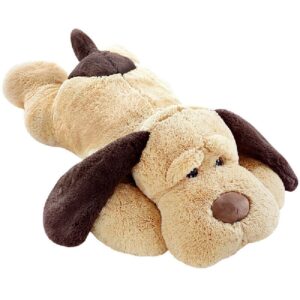 morismos puppy dog stuffed animal soft plush dog pillow, big dog plush toy for girls kids, 31 inch, brown